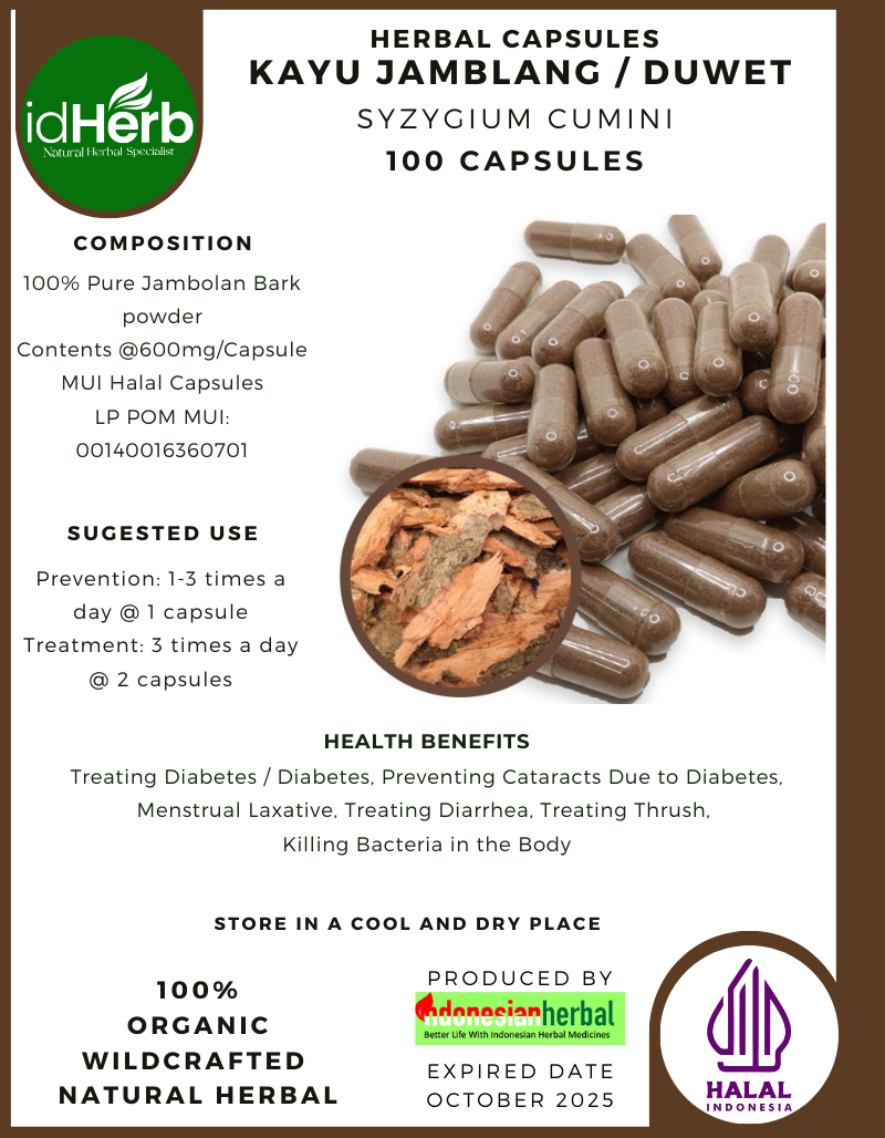 100 Capsule Of Syzygium Cumini, Java Plum, Jambolan, Duwet @600mg for Health All Fresh Natural ...